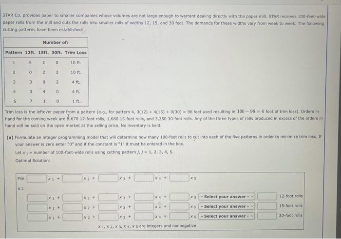 Solved STAR Co. provides paper to smaller companies whose | Chegg.com