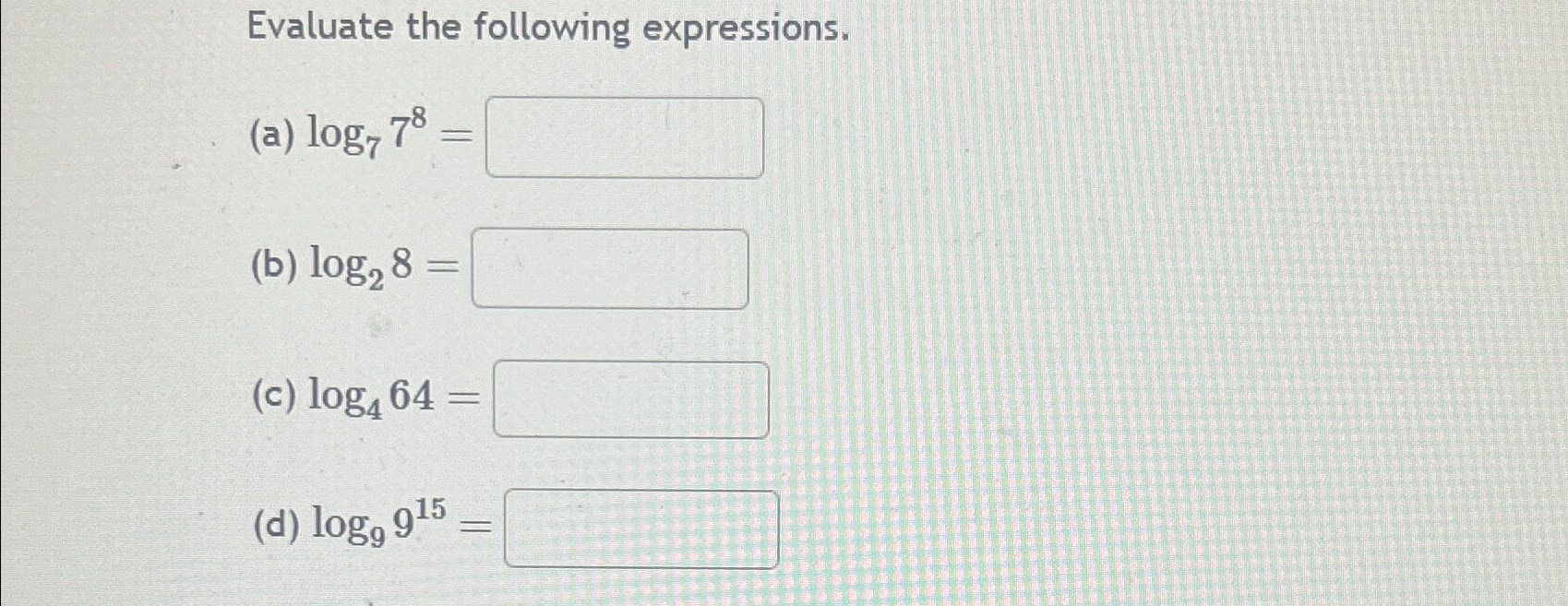 Solved Evaluate the following | Chegg.com Solved Evaluate the following | Chegg.com