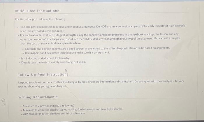 For the initial post, address the following: - Find | Chegg.com