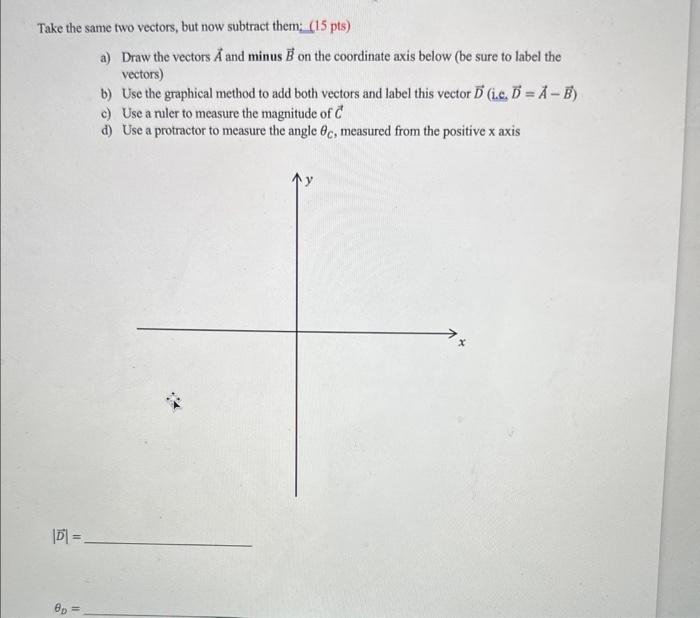 Take the same two vectors, but now subtract them; (15 | Chegg.com