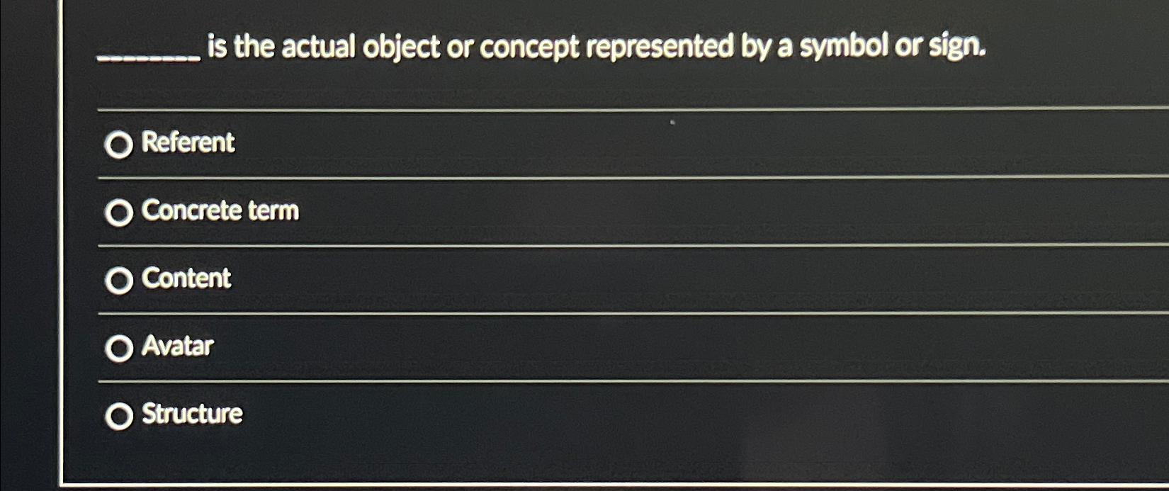 Solved is the actual object or concept represented by a | Chegg.com