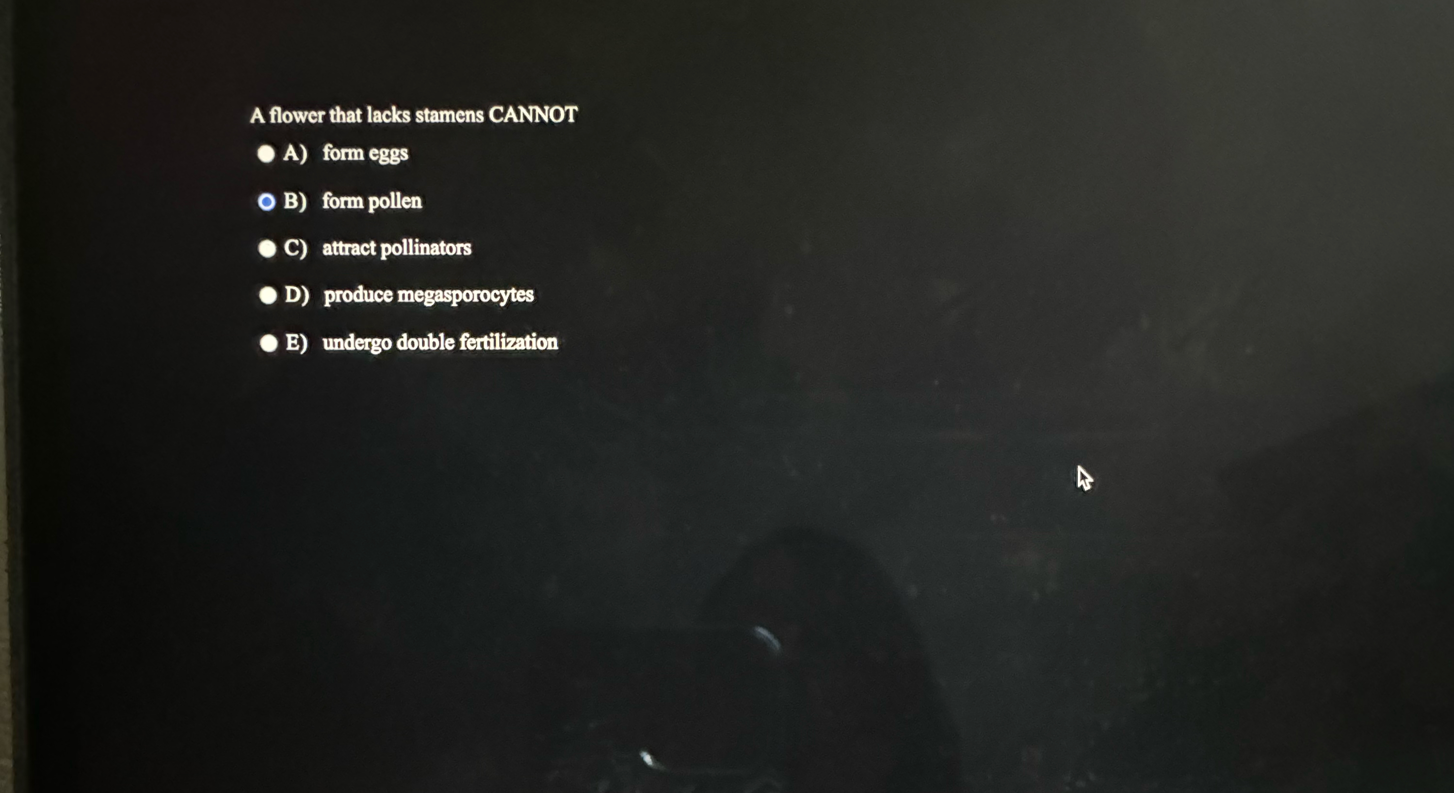 Solved A flower that lacks stamens CANNOTA) ﻿form eggsB) | Chegg.com