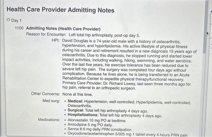 Solved Day 1 1101 Admission Orders Physician/Unit: Admit to | Chegg.com