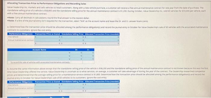 Solved Allocating Transaction Price to Performance | Chegg.com