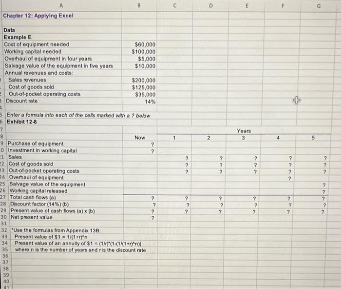Solved A B Chapter 12: Applying Excel Data Example E $60,000 | Chegg.com