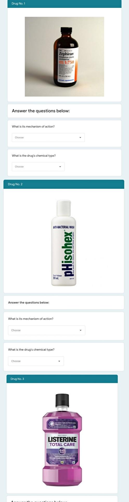 Solved Drug No. 1 Zephiran onun chien ANTISEPTIC 1:750 ARLOS | Chegg.com