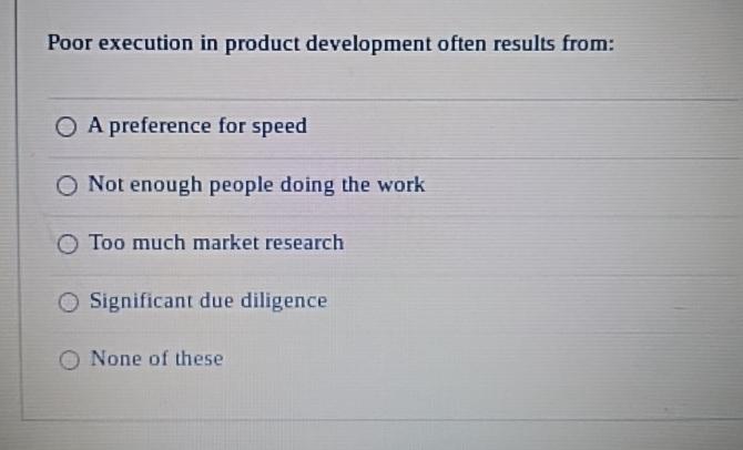 Solved Poor execution in product development often results | Chegg.com