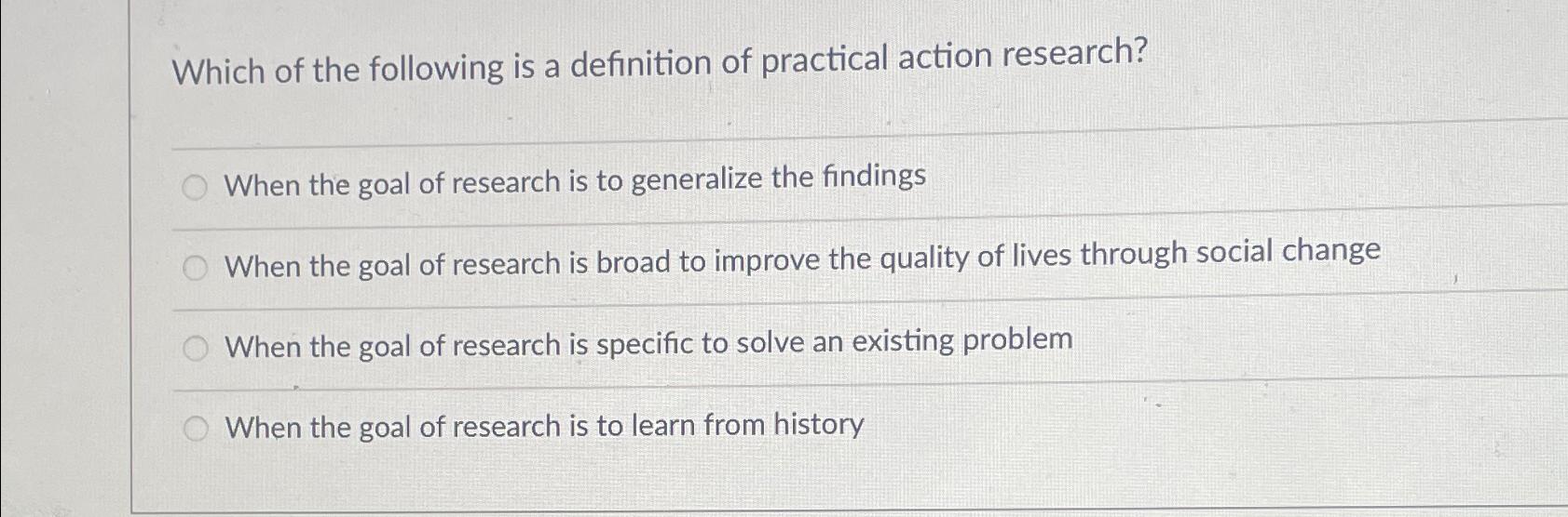 Solved Which of the following is a definition of practical | Chegg.com