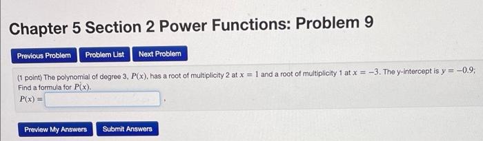 Solved Chapter 5 Section 2 Power Functions: Problem 9 | Chegg.com