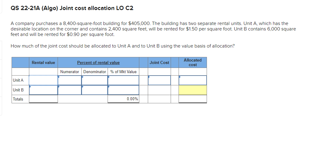 Solved QS 22-21A (Algo) ﻿Joint cost allocation LO C2A | Chegg.com