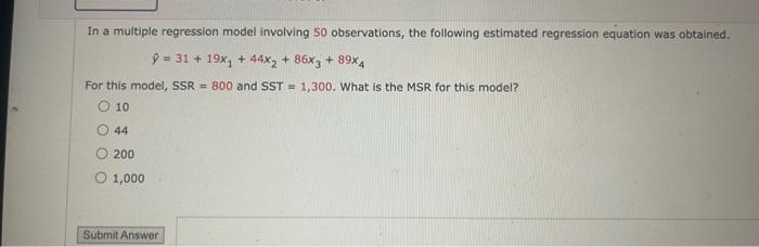 Solved In a multiple regression model involving 50 | Chegg.com