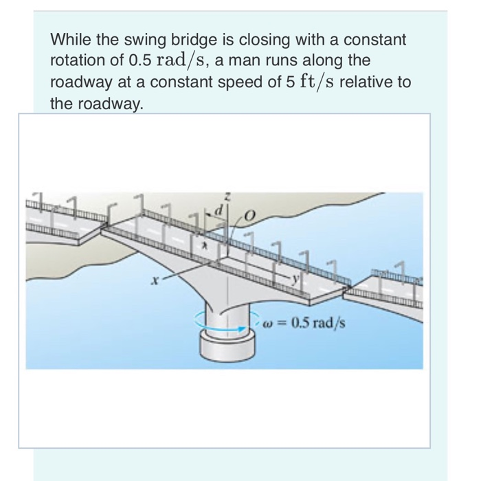 Solved While the swing bridge is closing with a constant | Chegg.com