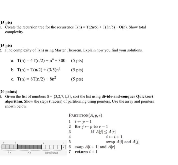 Solved 15pts) Create the recursion tree for the recurrence | Chegg.com