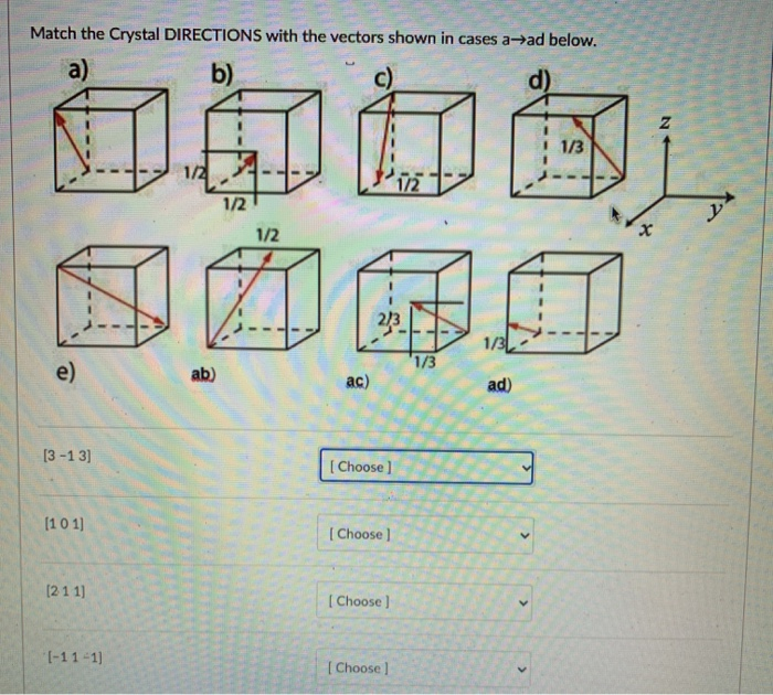 Solved Match the Crystal DIRECTIONS with the vectors shown | Chegg.com