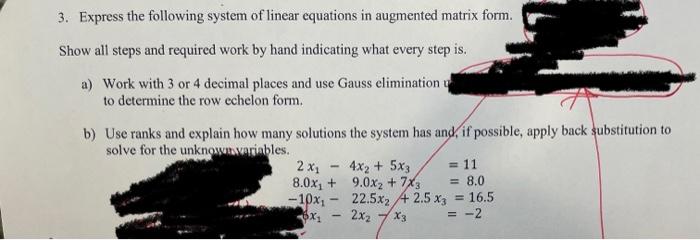 Solved 3. Express the following system of linear equations | Chegg.com