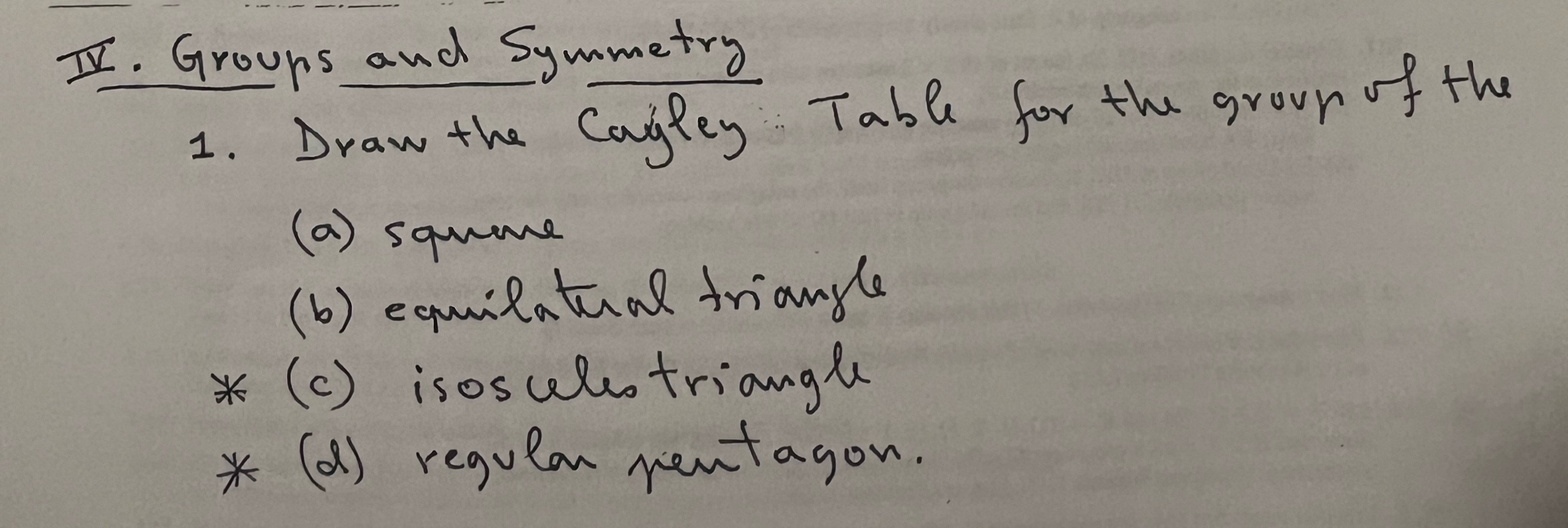 Solved II. ﻿Grours and SymmetryDraw the Cayley Table for the | Chegg.com
