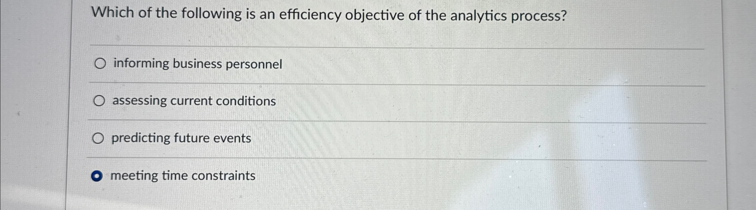 Solved Which of the following is an efficiency objective of | Chegg.com