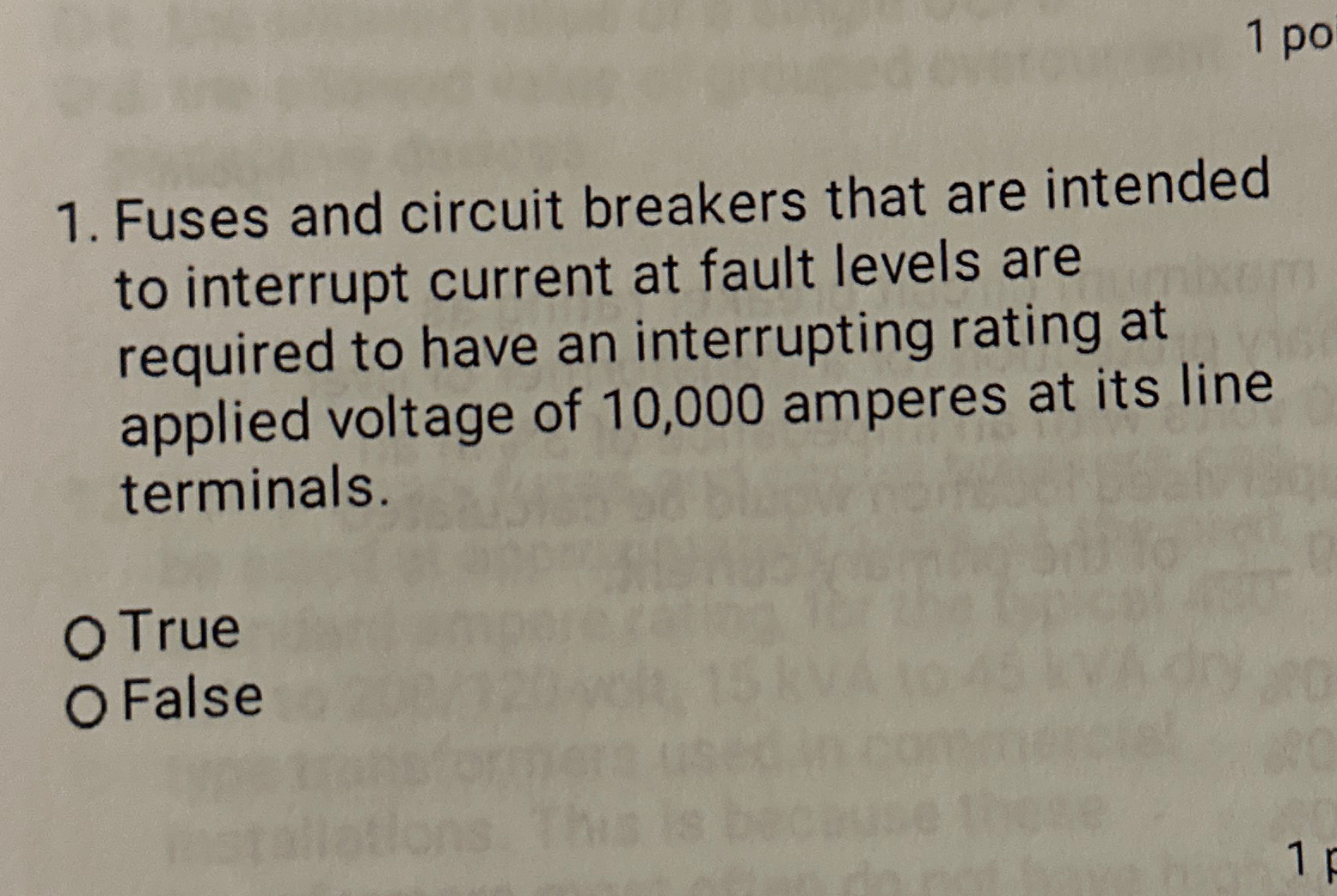 Solved 1 ﻿poFuses and circuit breakers that are intended to | Chegg.com