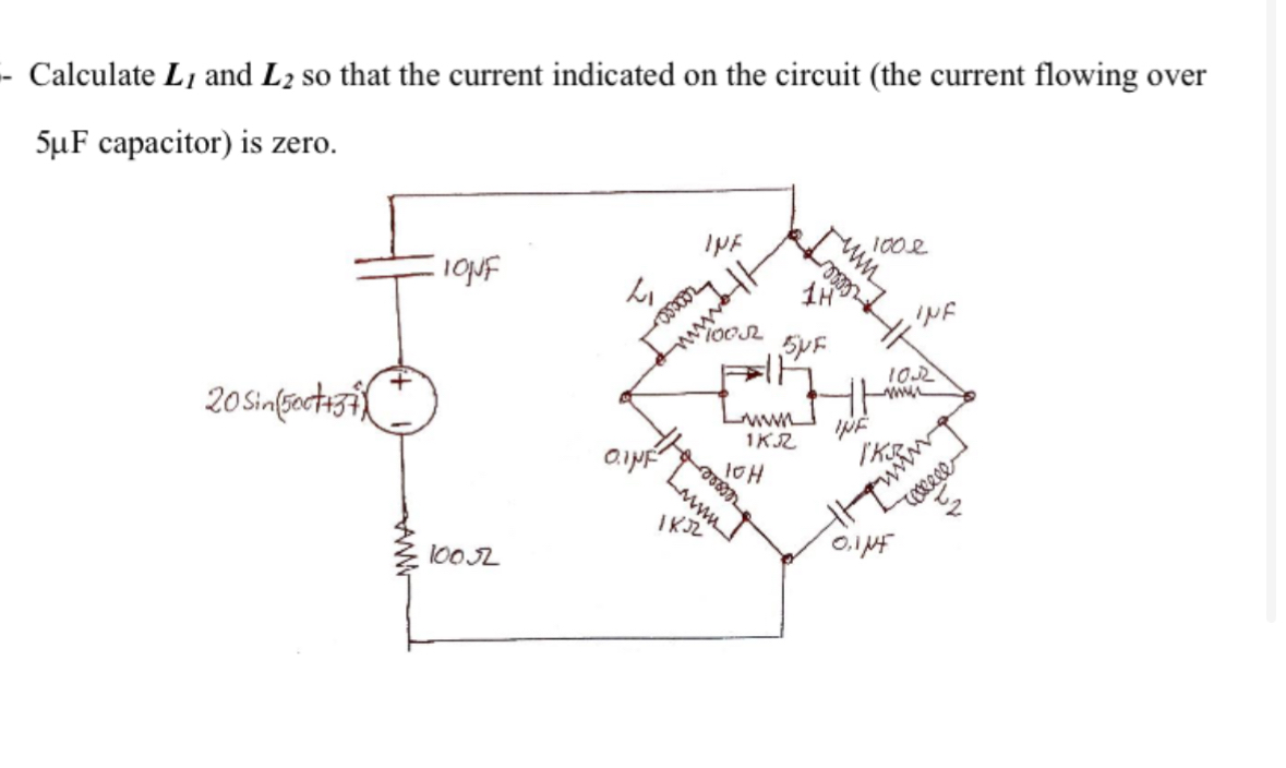 Solved Calculate L1 ﻿and L2 ﻿so that the current indicated | Chegg.com