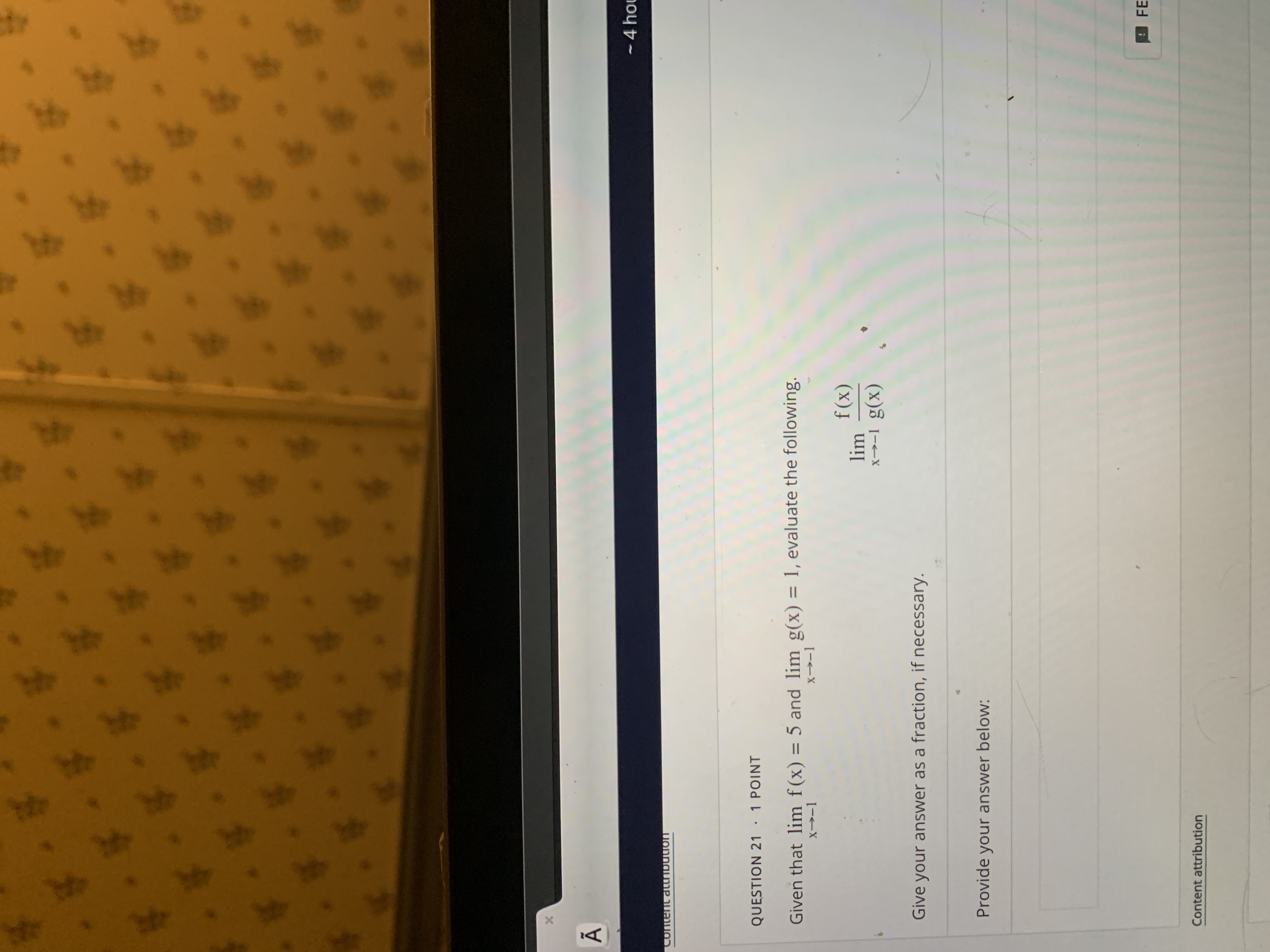 Solved QUESTION 21 * 1 POINTGiven that limx→-1f(x)=5 and | Chegg.com Solved QUESTION 21 * 1 POINTGiven that limx→-1f(x)=5 and | Chegg.com