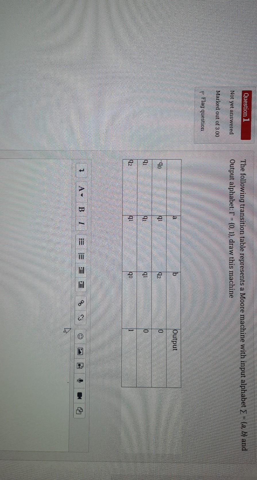 Solved Question 1 The following transition table represents | Chegg.com