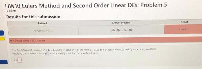 Solved HW10 Eulers Method and Second Order Linear DEs: | Chegg.com