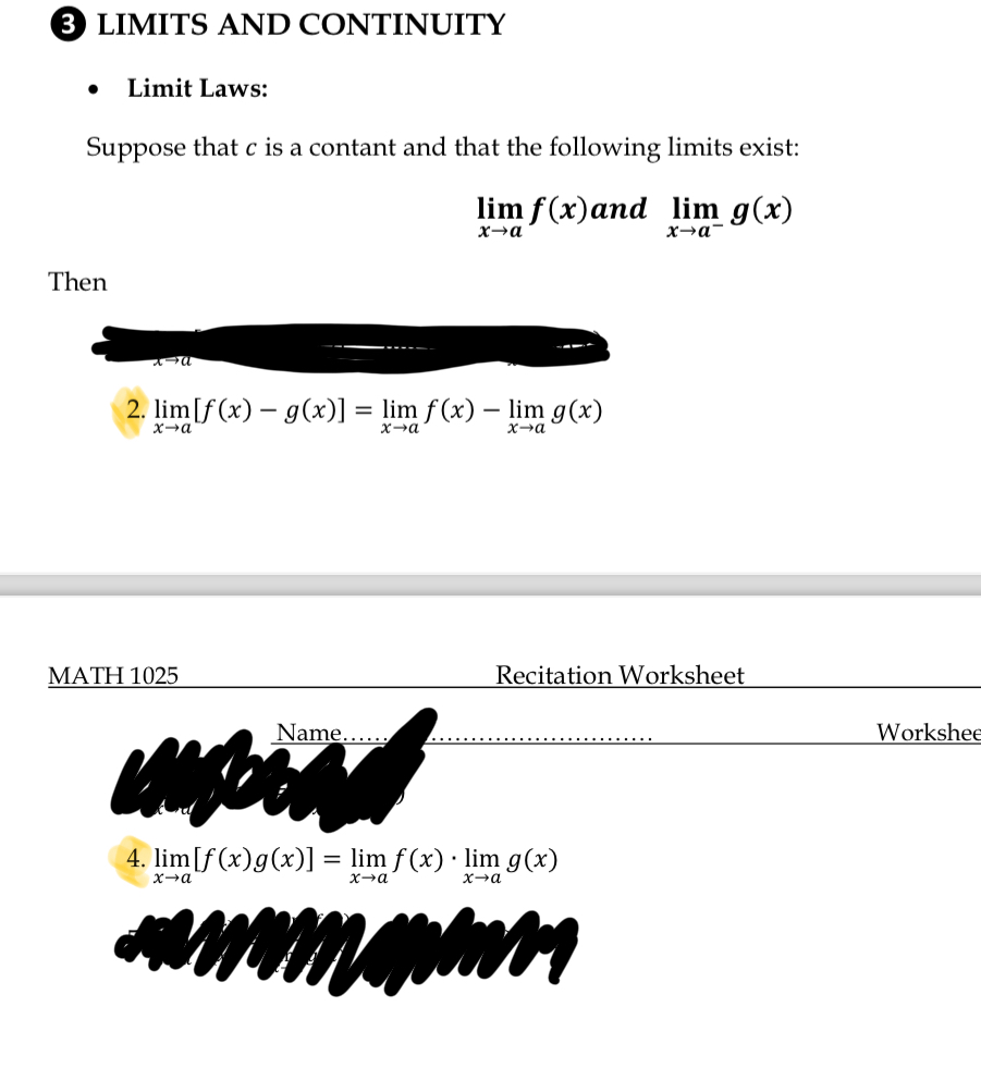 Solved (3) ﻿LIMITS AND CONTINUITYLimit Laws:Suppose that c | Chegg.com