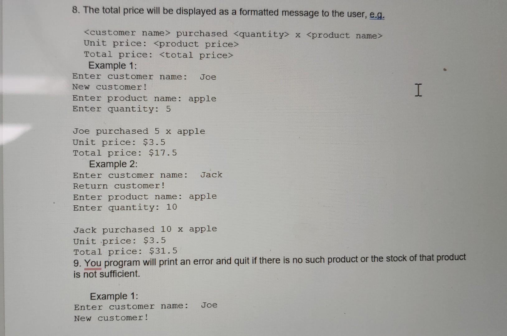 Solved At this part, you program can perform simple | Chegg.com