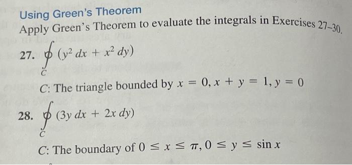 Solved Using Green's Theorem Apply Green's Theorem to | Chegg.com