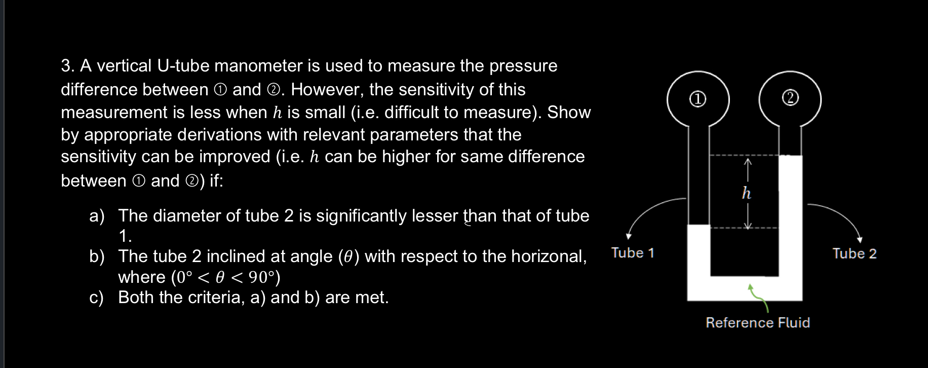 A vertical U-tube manometer is used to measure the | Chegg.com
