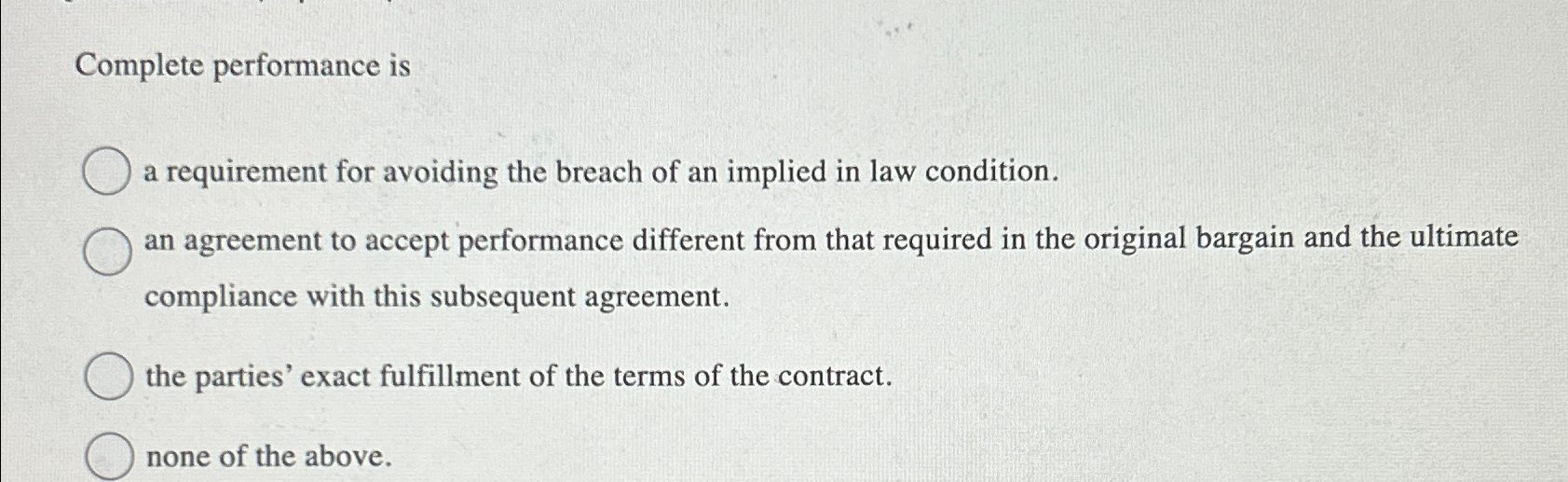 Solved Complete performance isa requirement for avoiding the | Chegg.com