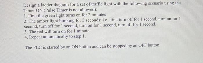 Design a ladder diagram for a set of traffic light | Chegg.com