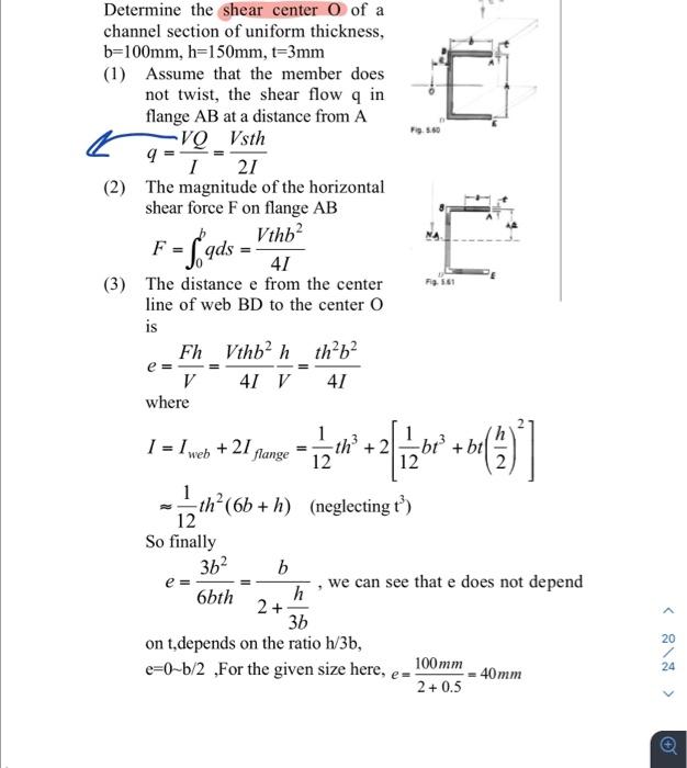 Solved Determine the shear center O of a channel section of | Chegg.com