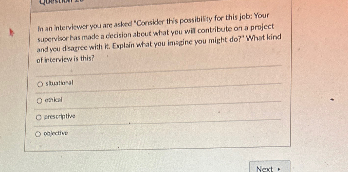 Solved In an interviewer you are asked "Consider this | Chegg.com