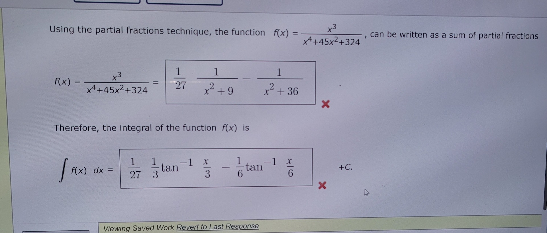 Solved Using the partial fractions technique, the function | Chegg.com