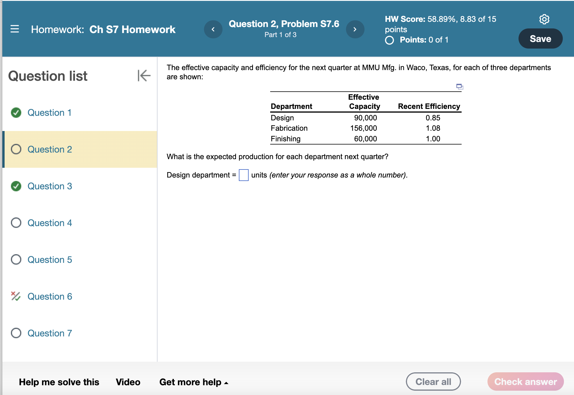 Solved Homework: Ch S7 ﻿HomeworkQuestion 2, ﻿Problem 57.6HW | Chegg.com