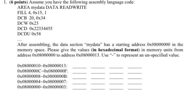 Solved (6 points) Assume you have the following assembly | Chegg.com