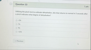 Solved Question 101 ï Ptsutilizing The Pinch Test To Estimate Chegg