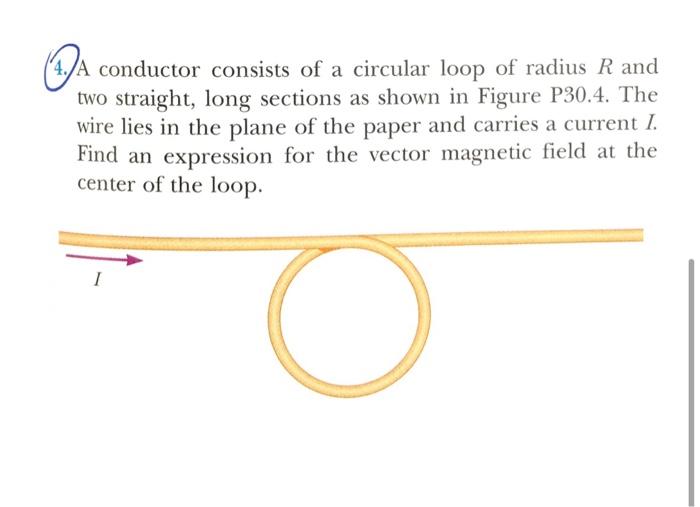 Solved (4./A conductor consists of a circular loop of radius | Chegg.com