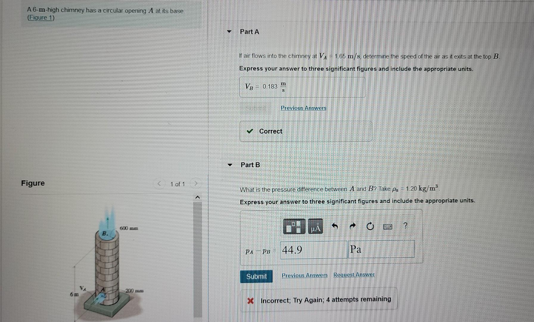 Solved A 6-m-high chimney has a circular opening A at its | Chegg.com