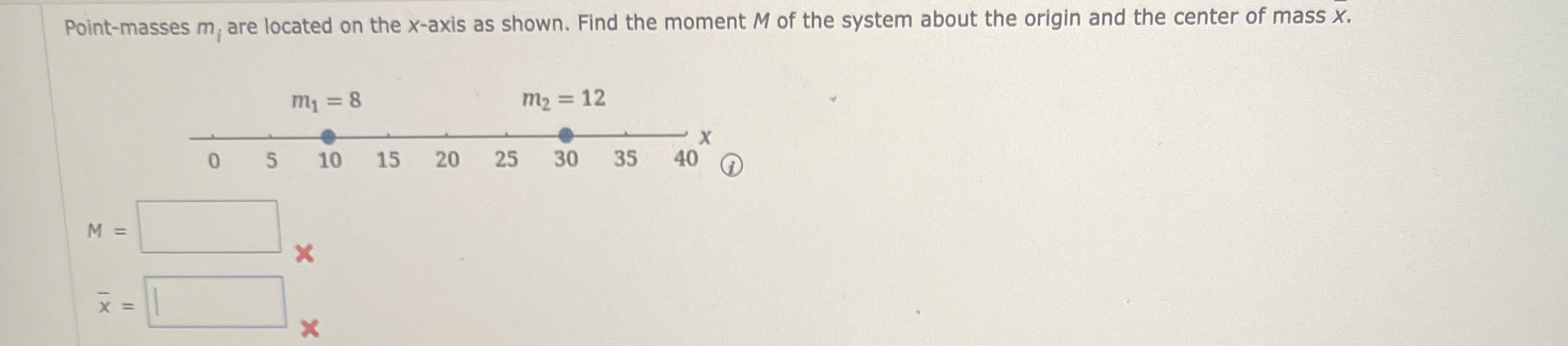 Solved Point-masses mi ﻿are located on the x-axis as shown. | Chegg.com