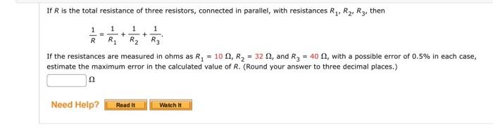 Solved If R is the total resistance of three resistors, | Chegg.com