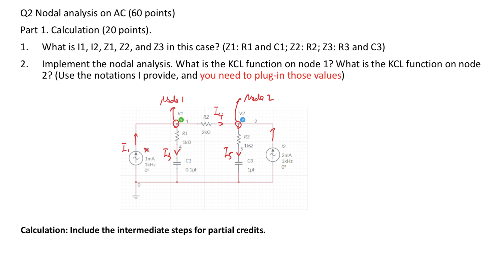 Solved Q2 ﻿Nodal analysis on AC (60 ﻿points)Part 1. | Chegg.com