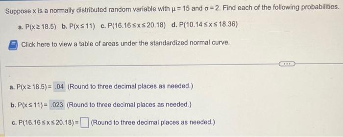 Solved Suppose x is a normally distributed random variable | Chegg.com