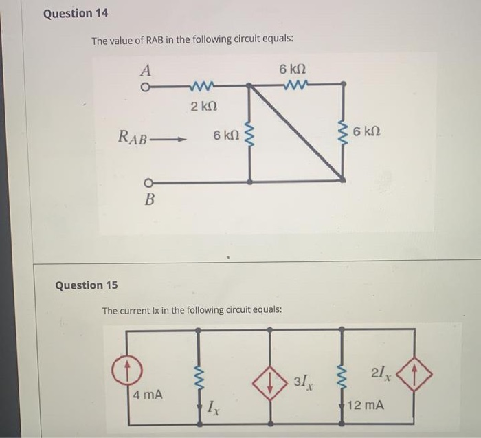 Solved Question 14 The value of RAB in the following circuit | Chegg.com