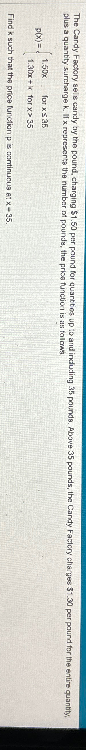 Solved plus a quantity surcharge k. ﻿If x ﻿represents the | Chegg.com