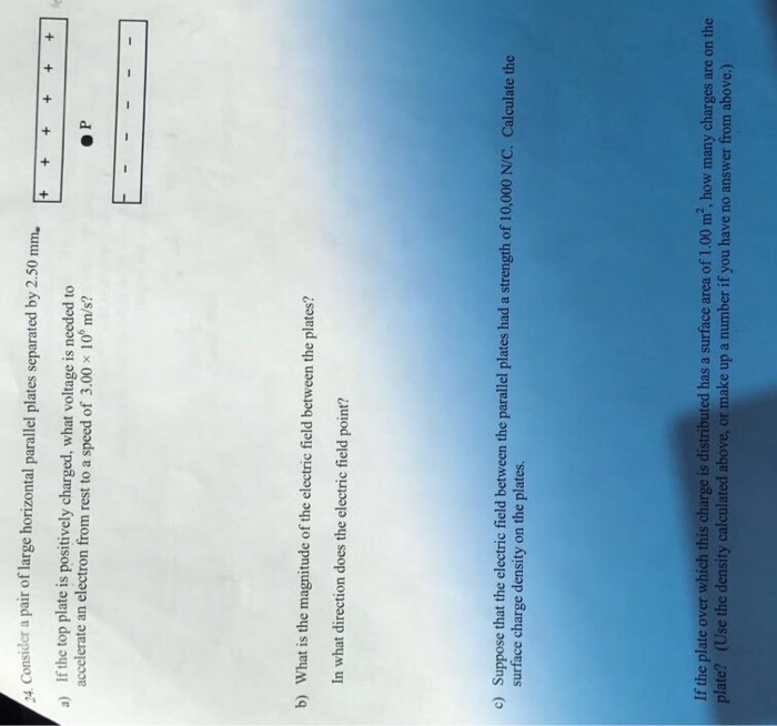 Solved Consider a pair of large horizontal parallel plates | Chegg.com