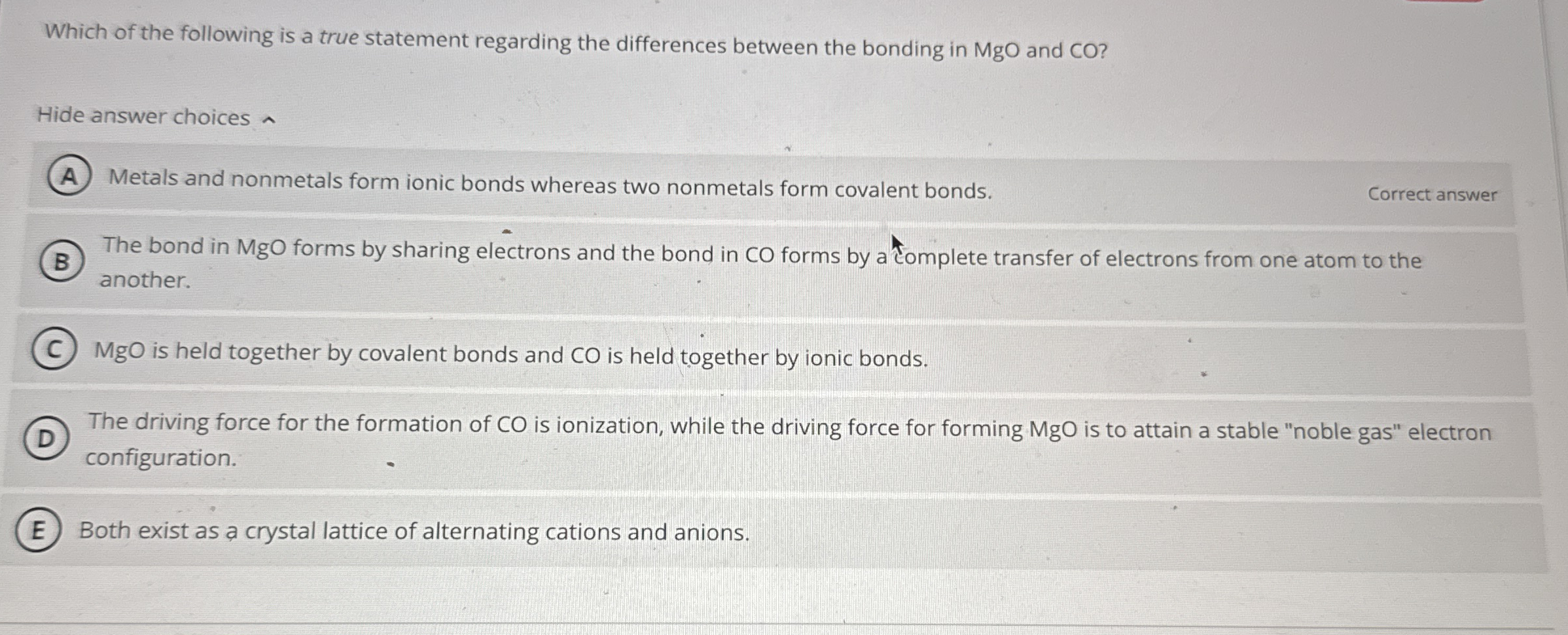 Solved Which of the following is a true statement regarding | Chegg.com