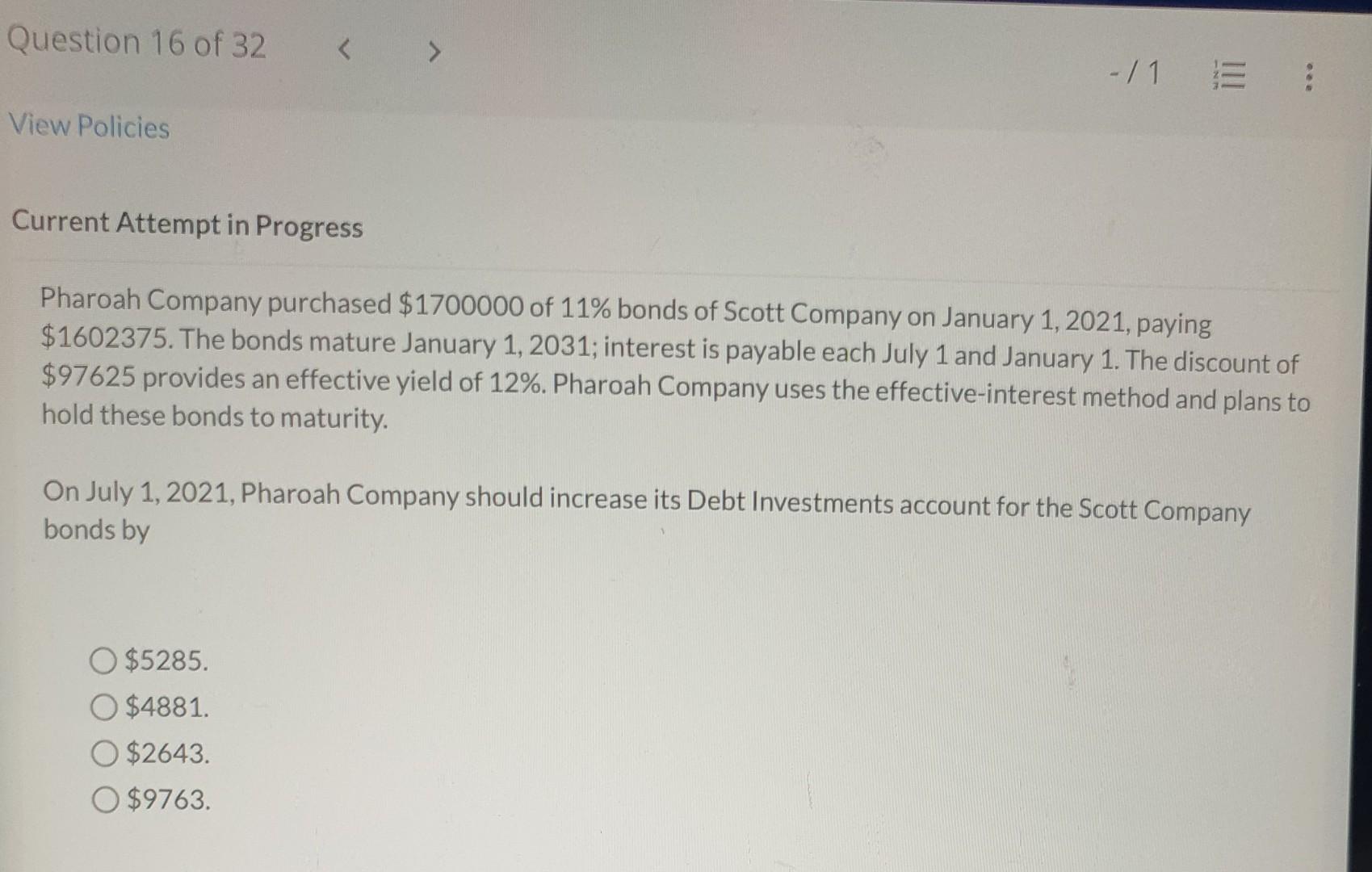 Solved Current Attempt in Progress Pharoah Company purchased | Chegg.com
