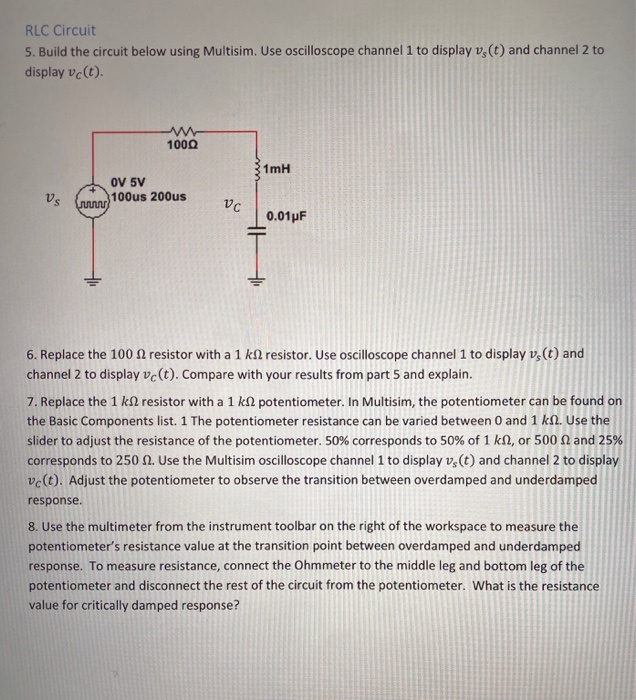 Solved Step Response Multisim Rl Circuit 1 Build The 